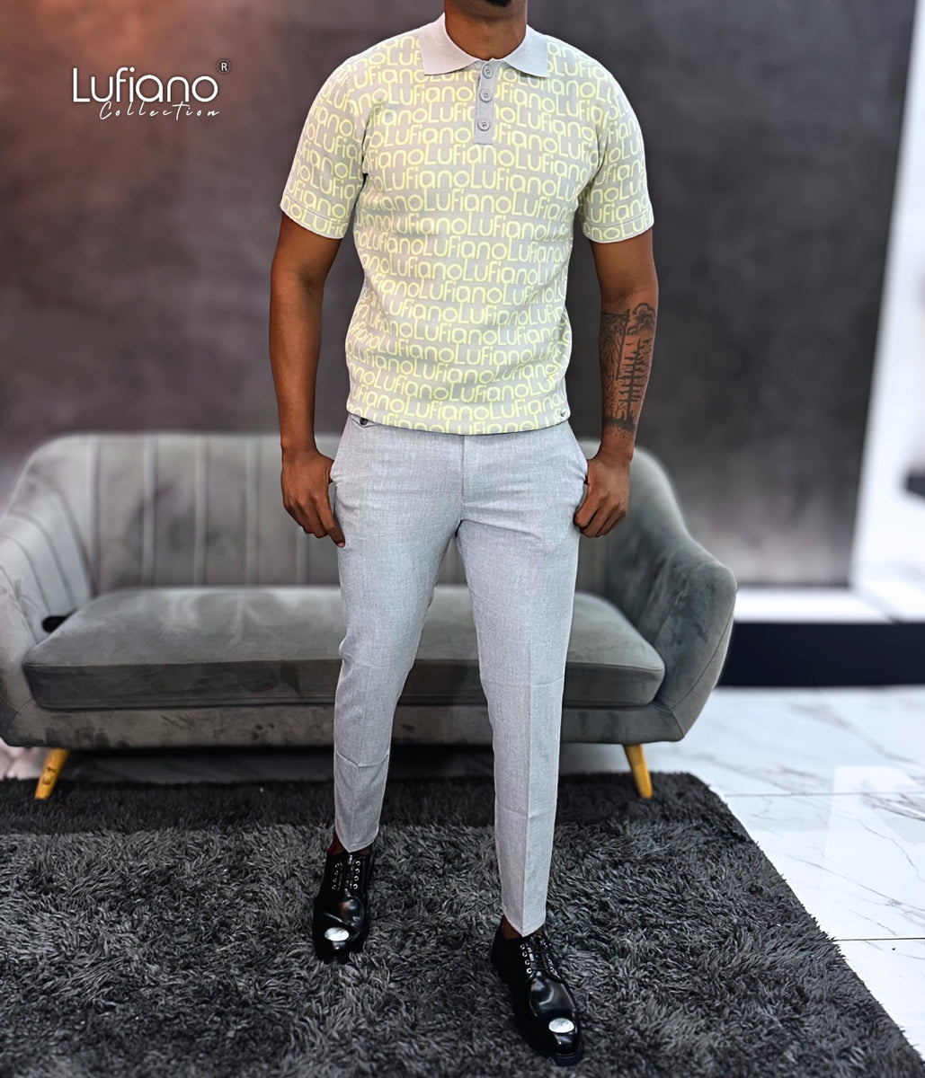 LFN024: Knit Top:Grey-yellow – Lufiano Apparel