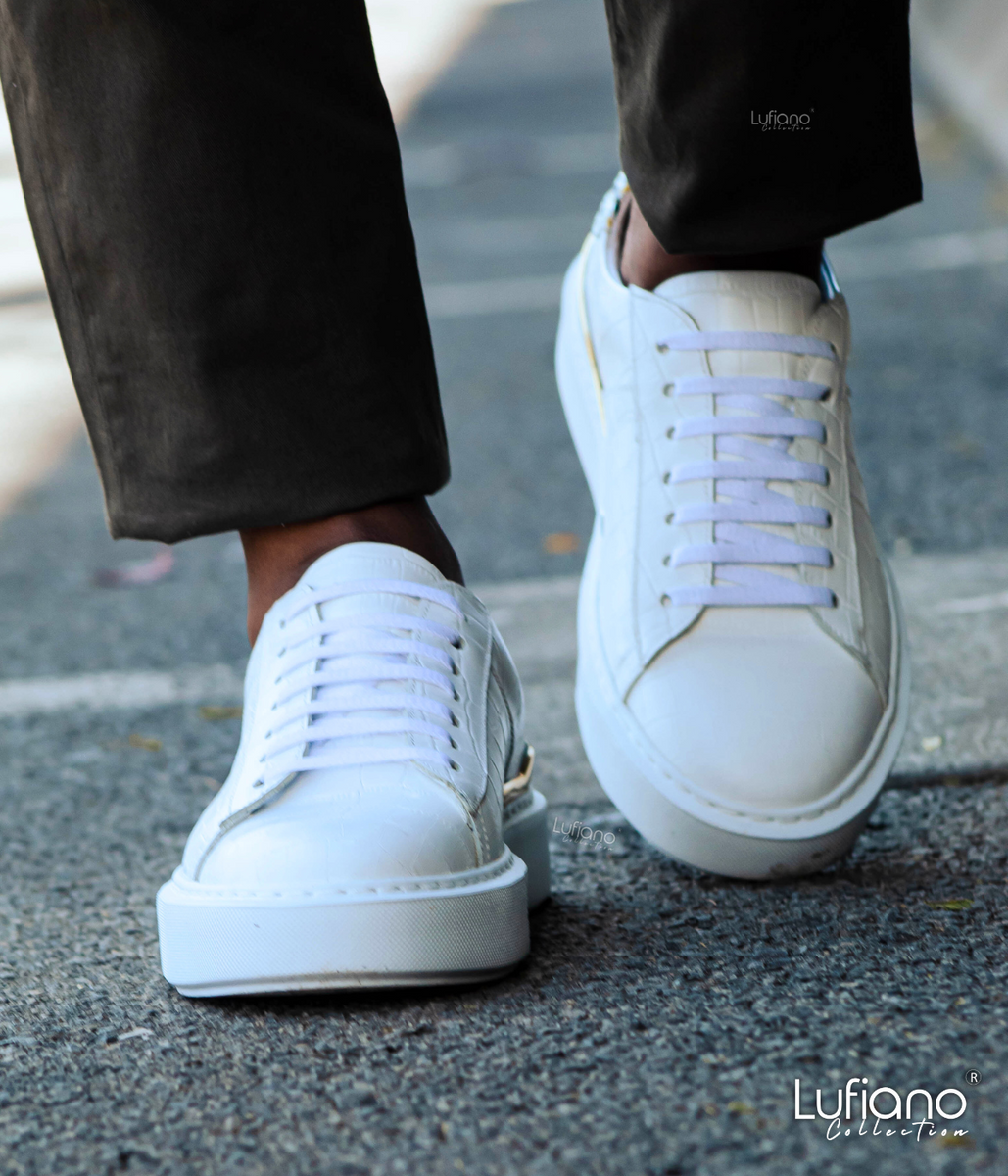 199 Lufiano Lace Up : White-Gold – Lufiano Apparel
