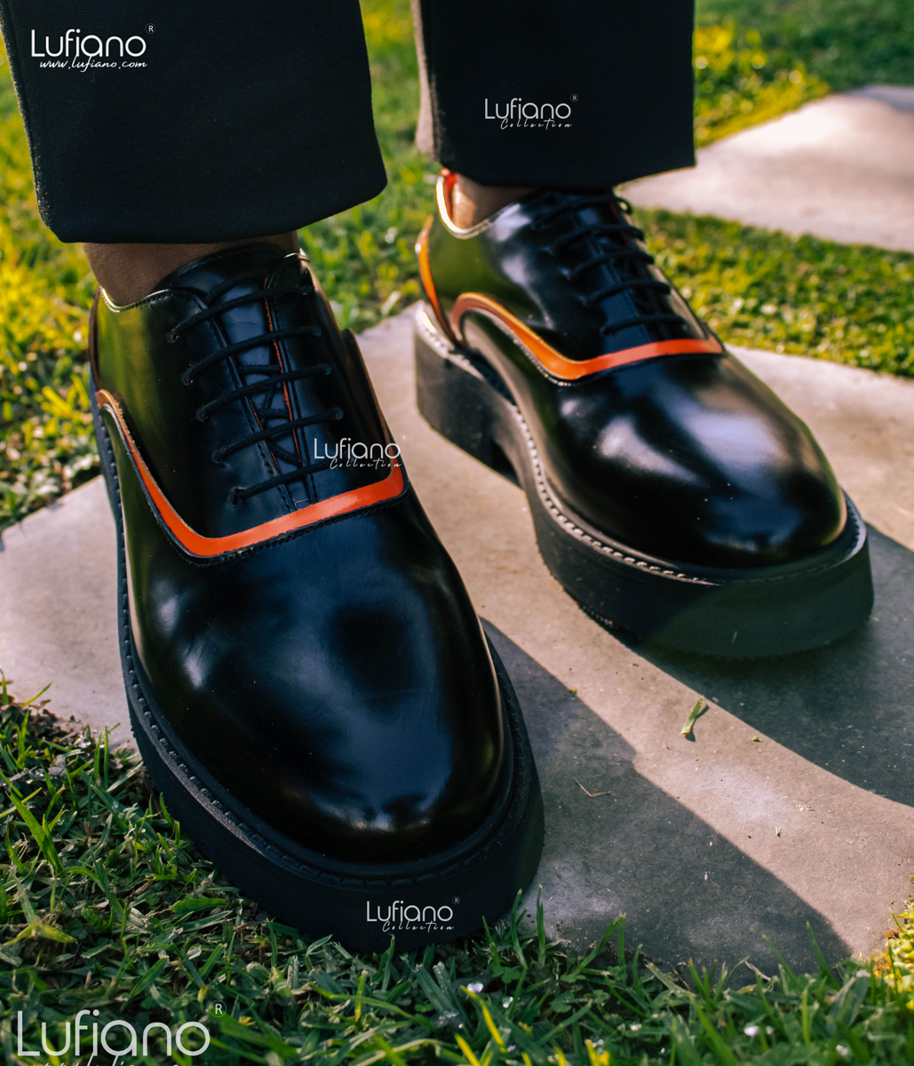 214 - Lufiano Lace Up: Black-Orange – Lufiano Apparel