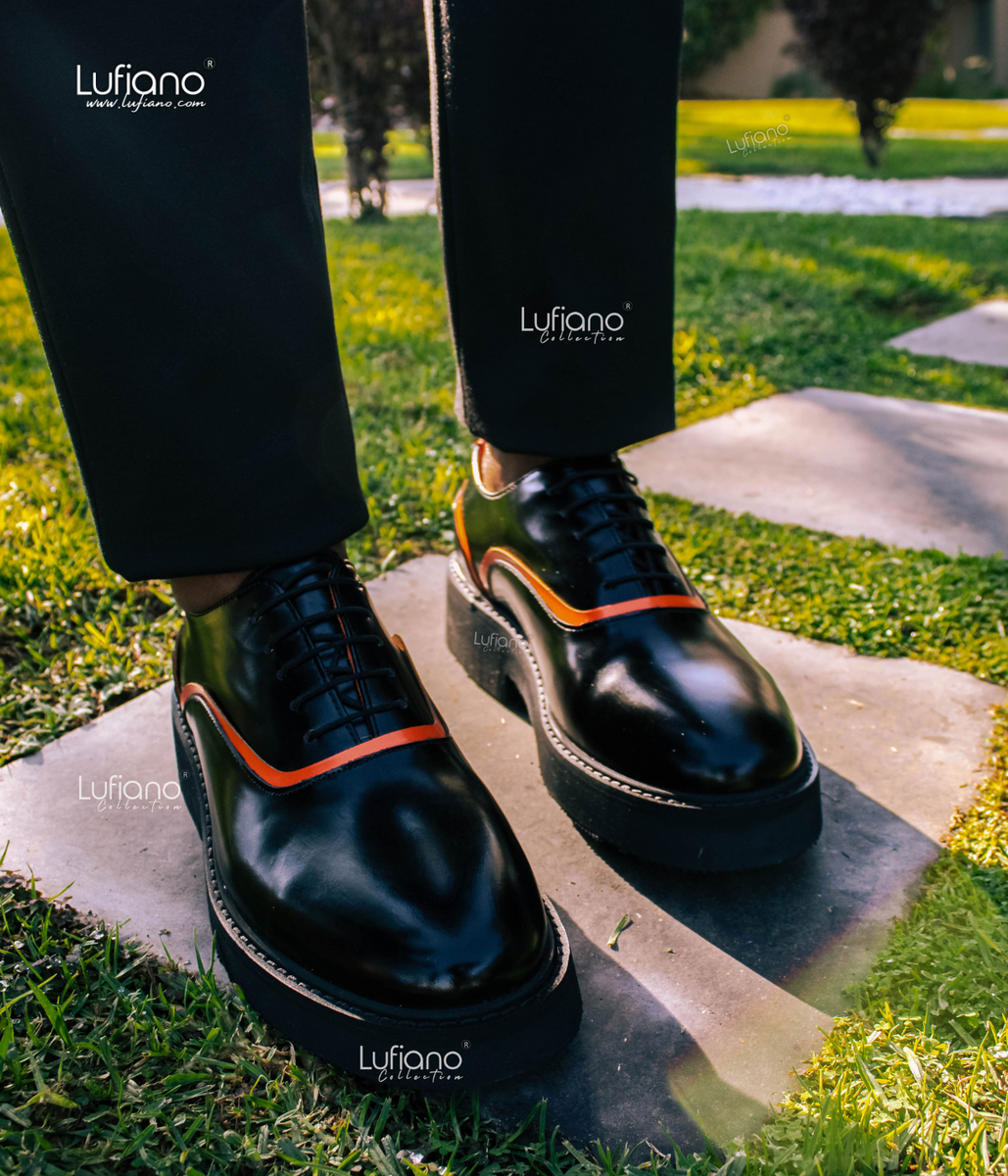 214 - Lufiano Lace Up: Black-Orange – Lufiano Apparel