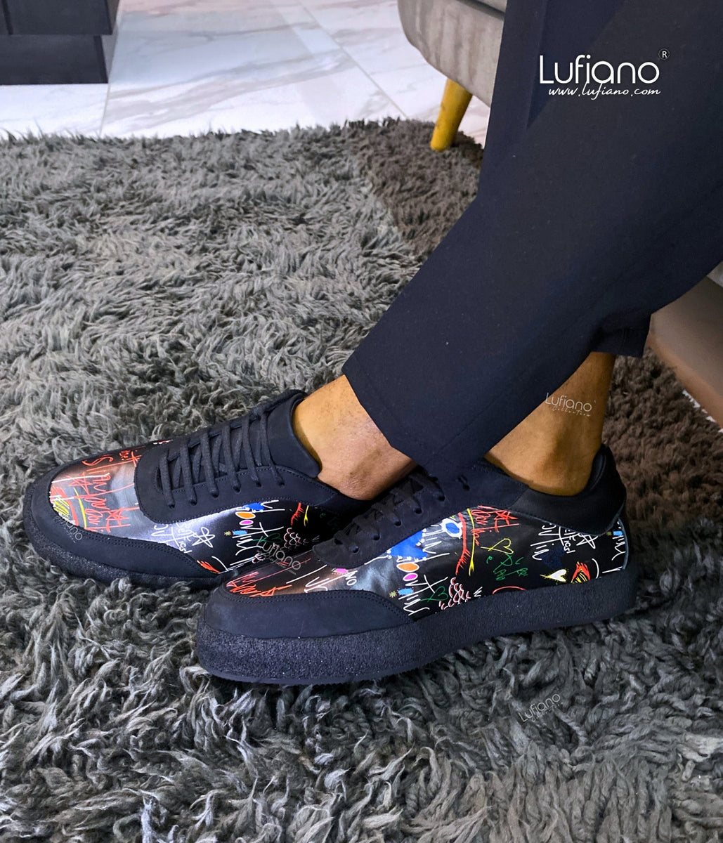 222C - Lufiano Leather Sneaker- Black – Lufiano Apparel